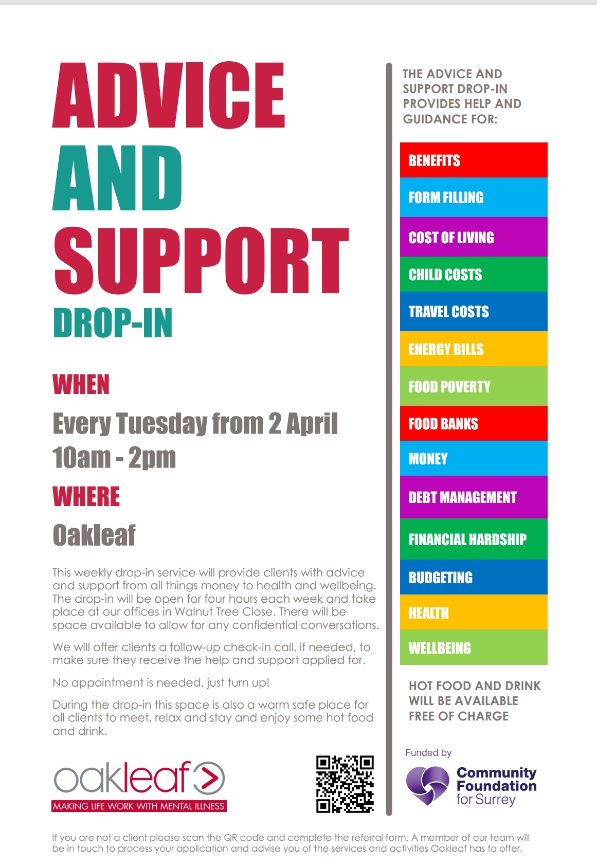 Advice And Support Drop-In (In Person) @ Oakleaf - Oakleaf Enterprise